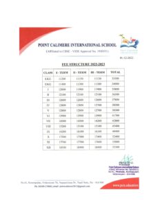 001 FEE STRUCTURE 2022 – 2023 | PCIS